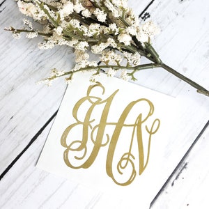 Monogram Decal | Vinyl Decal | Monogram | Metallic Decal | Car Monogram ...