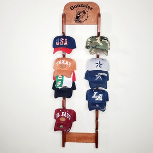 Custom Cap Rack for 20 Caps, Hat Rack, Carved Cap Rack, Personalize Cap ...