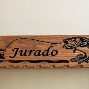 Carved Wood Fishing Rod Rack, Personalized Fishing Pole Holder - Etsy