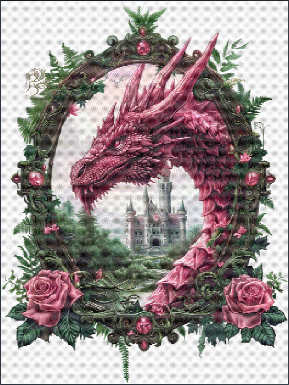Rhodolite Dragon Cross Stitch Pattern - Etsy