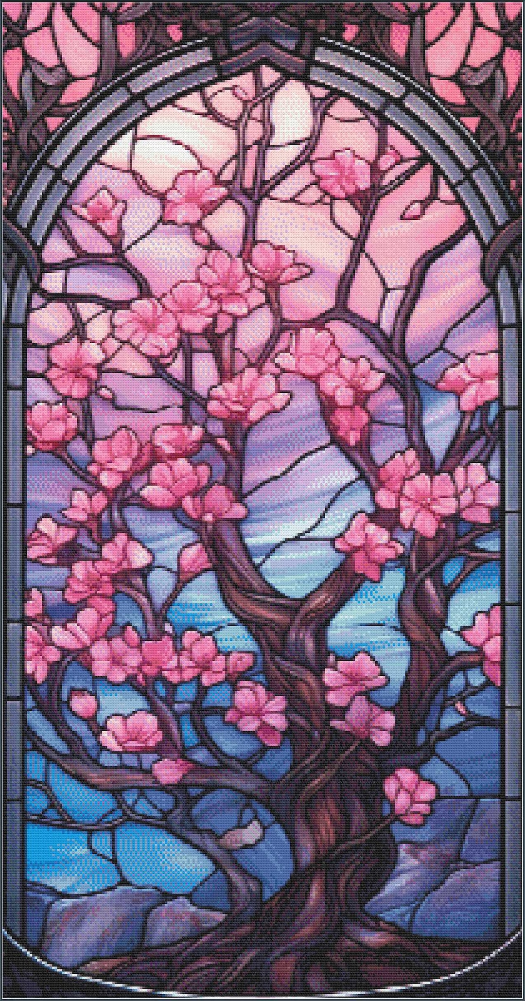 Glass Stained Cherry Blossoms - Cross Stitch Pattern - Etsy