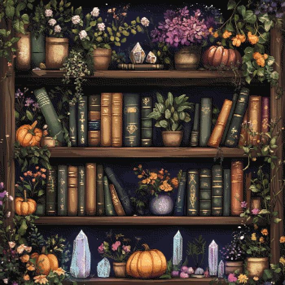 Autumnal Bookshelf - Cross Stitch Pattern - Etsy