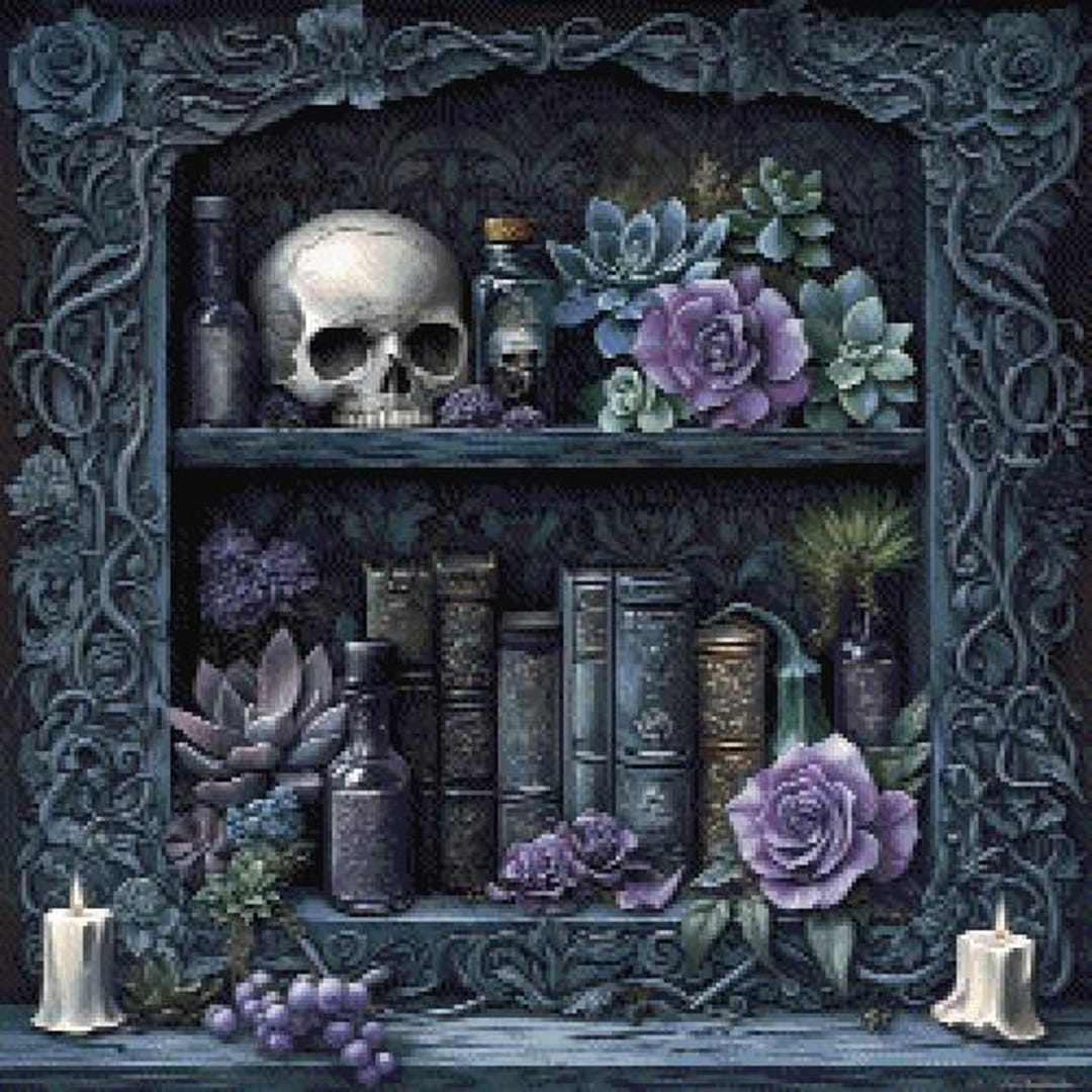 Witchy Bookshelf II - Cross Stitch Pattern - Etsy