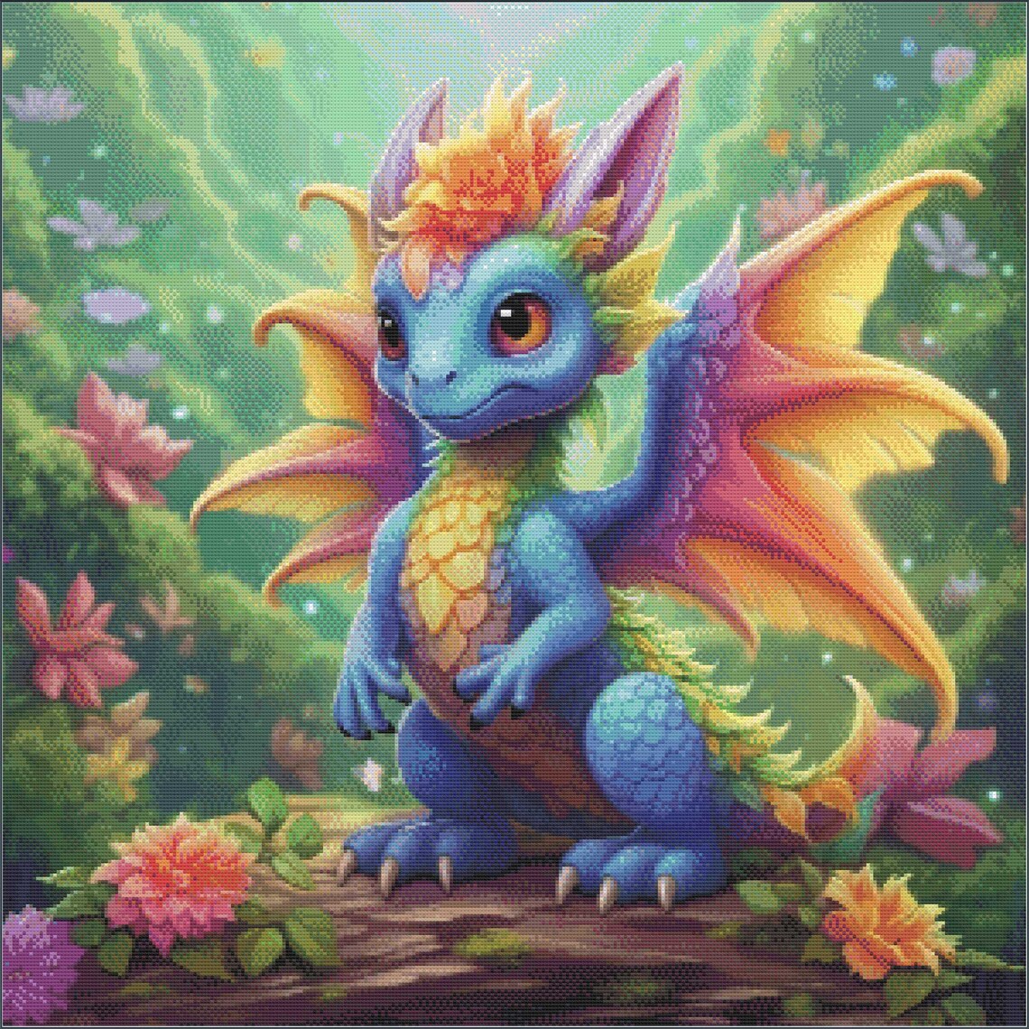 The Baby Rainbow Dragon - Cross Stitch Pattern - Etsy