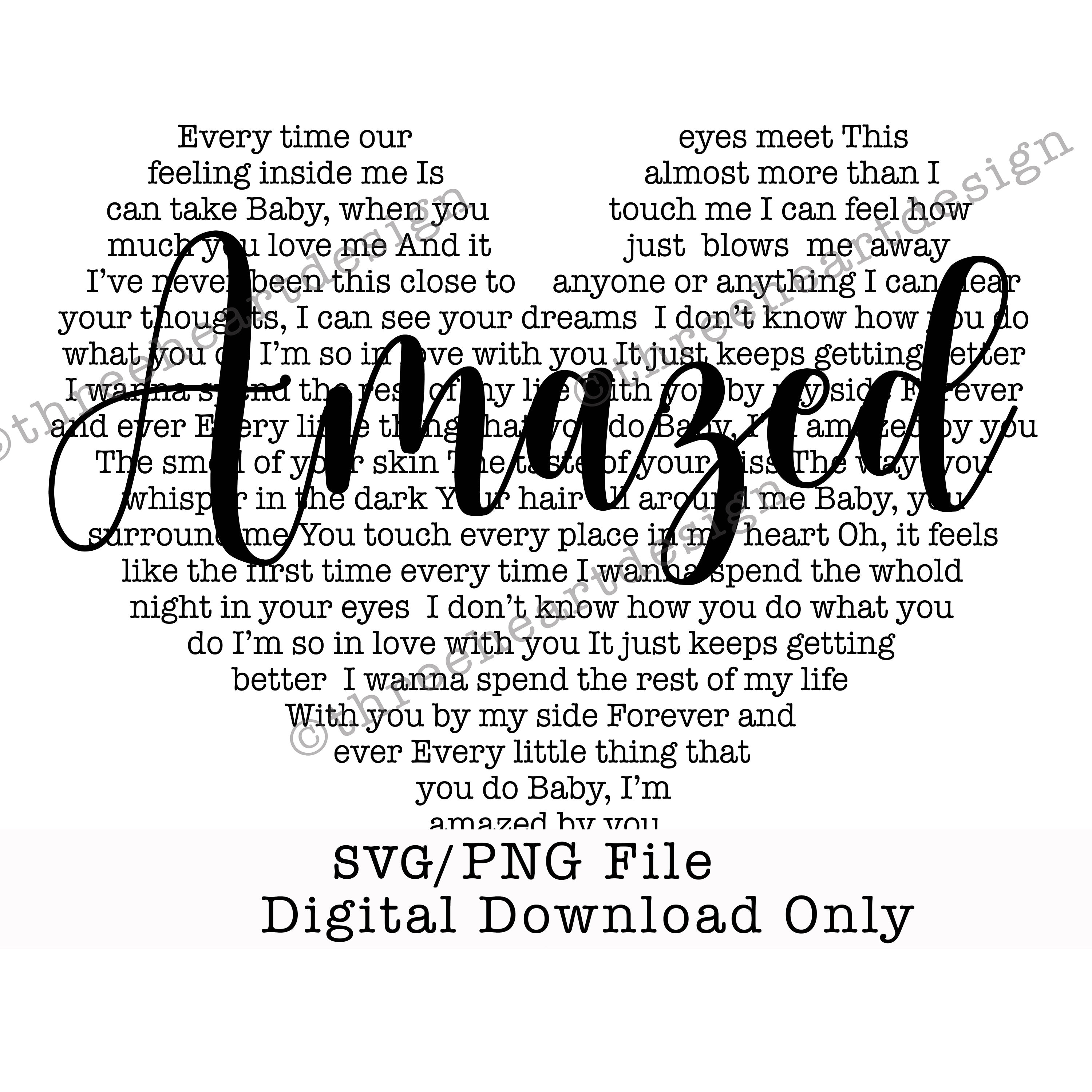 Amazed Lonestar Song Lyrics Heart Shape SVG/PNG Sublimation - Etsy UK