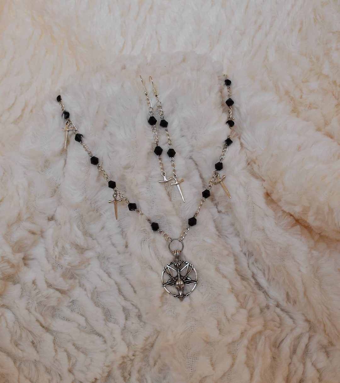 Baphomet Necklace, Beaded Chain Jewelry, Demon Girl Aesthetic ...