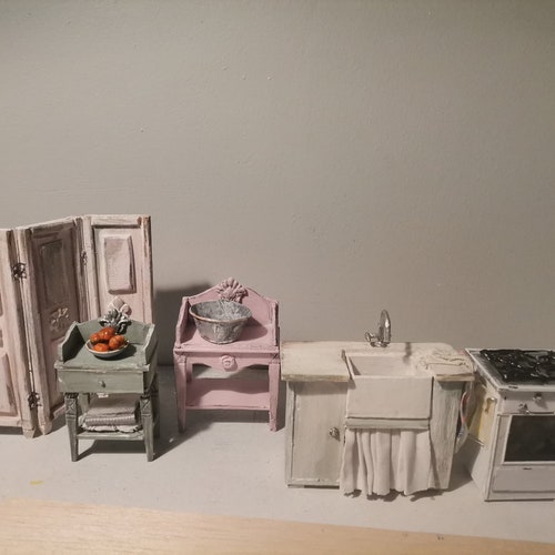 Miniature Furniture Dollhouse 1:12 Scale Handmade White Side - Etsy