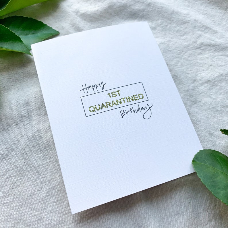 Happy 1st Quarantine Birthday Card Simple Minimalistic and - Etsy