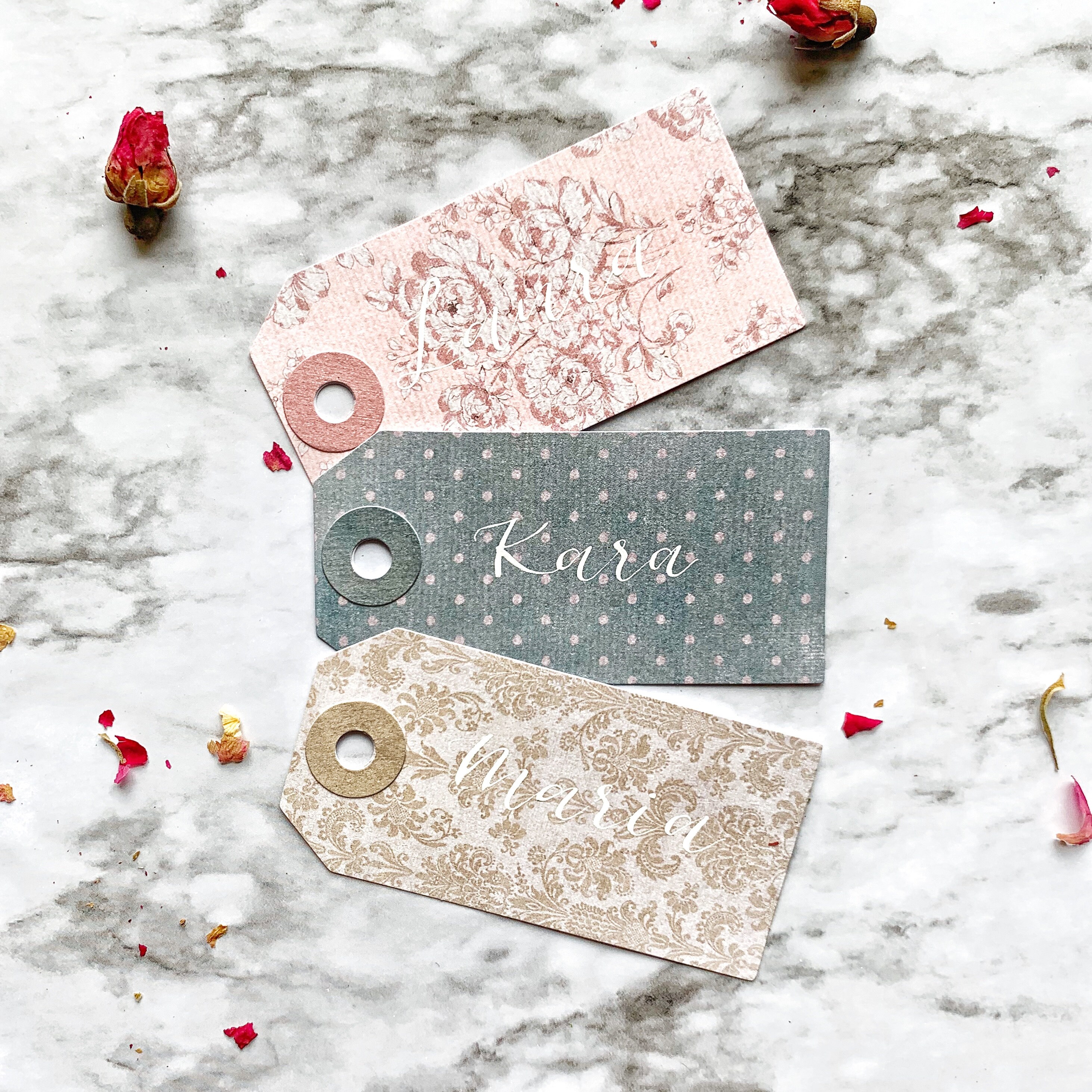 Calligraphy Vintage Gift Tags Custom and handwritten Pink | Etsy