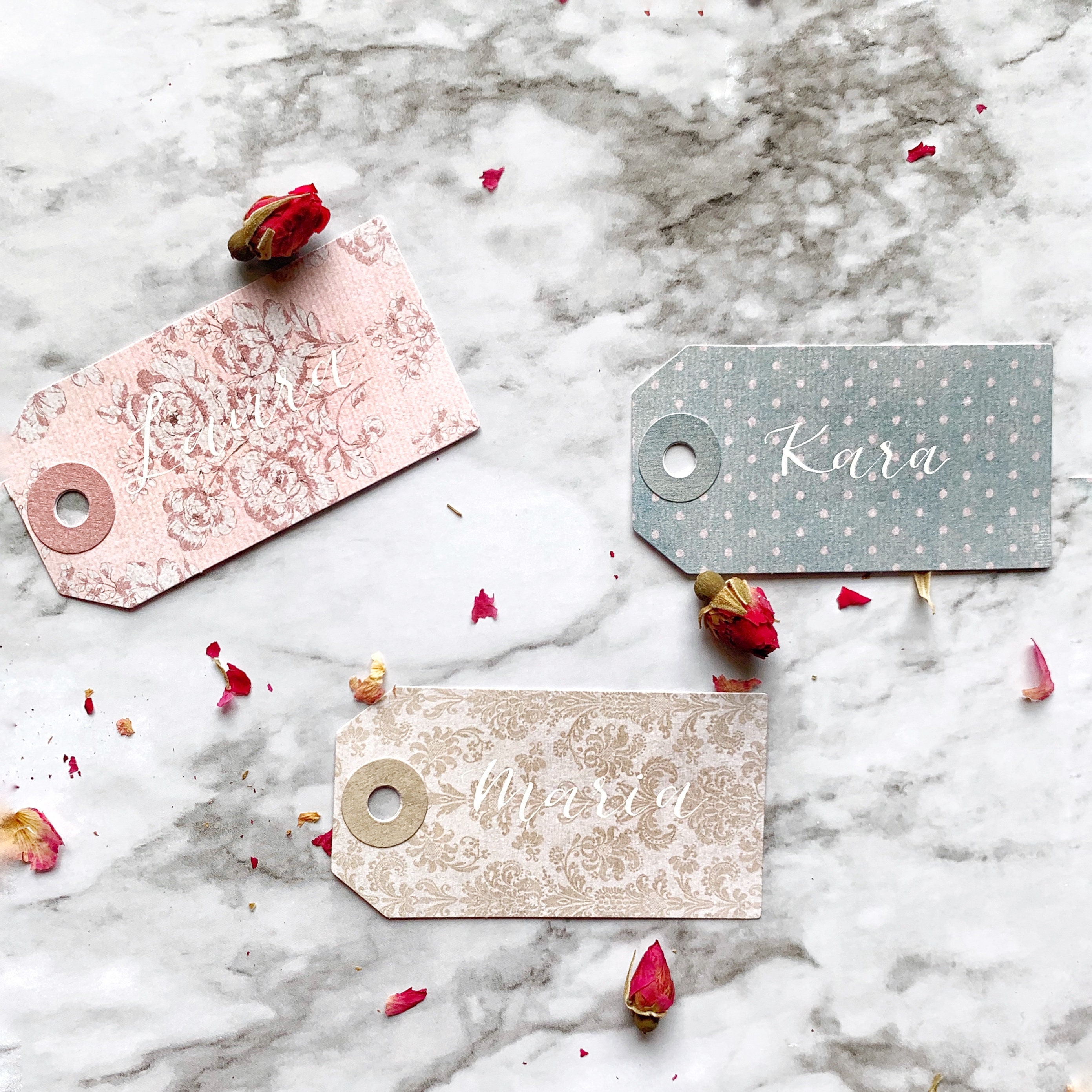 Calligraphy Vintage Gift Tags Custom and handwritten Pink | Etsy