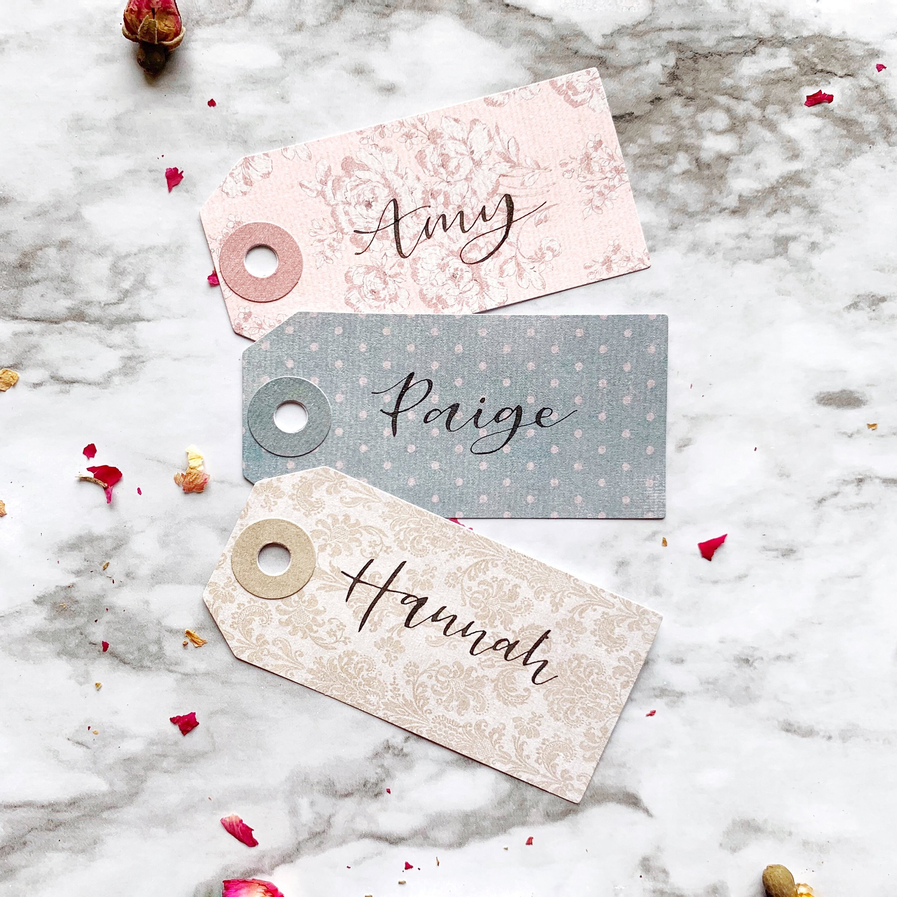 Calligraphy Vintage Gift Tags Custom and handwritten Pink | Etsy