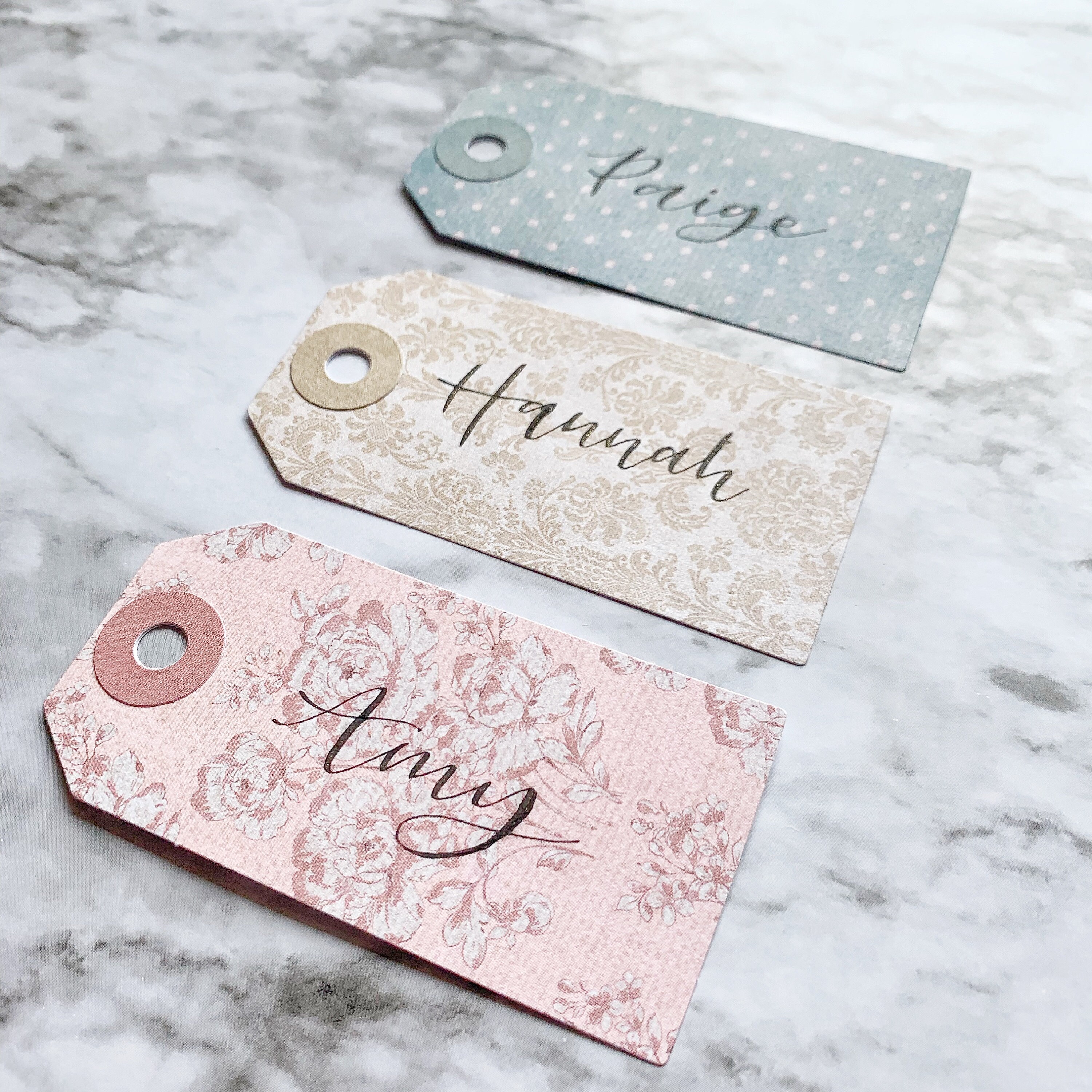 Calligraphy Vintage Gift Tags Custom and handwritten Pink | Etsy