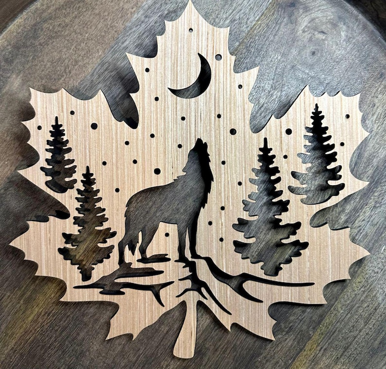 Wolf in an Oak Leaf - Etsy