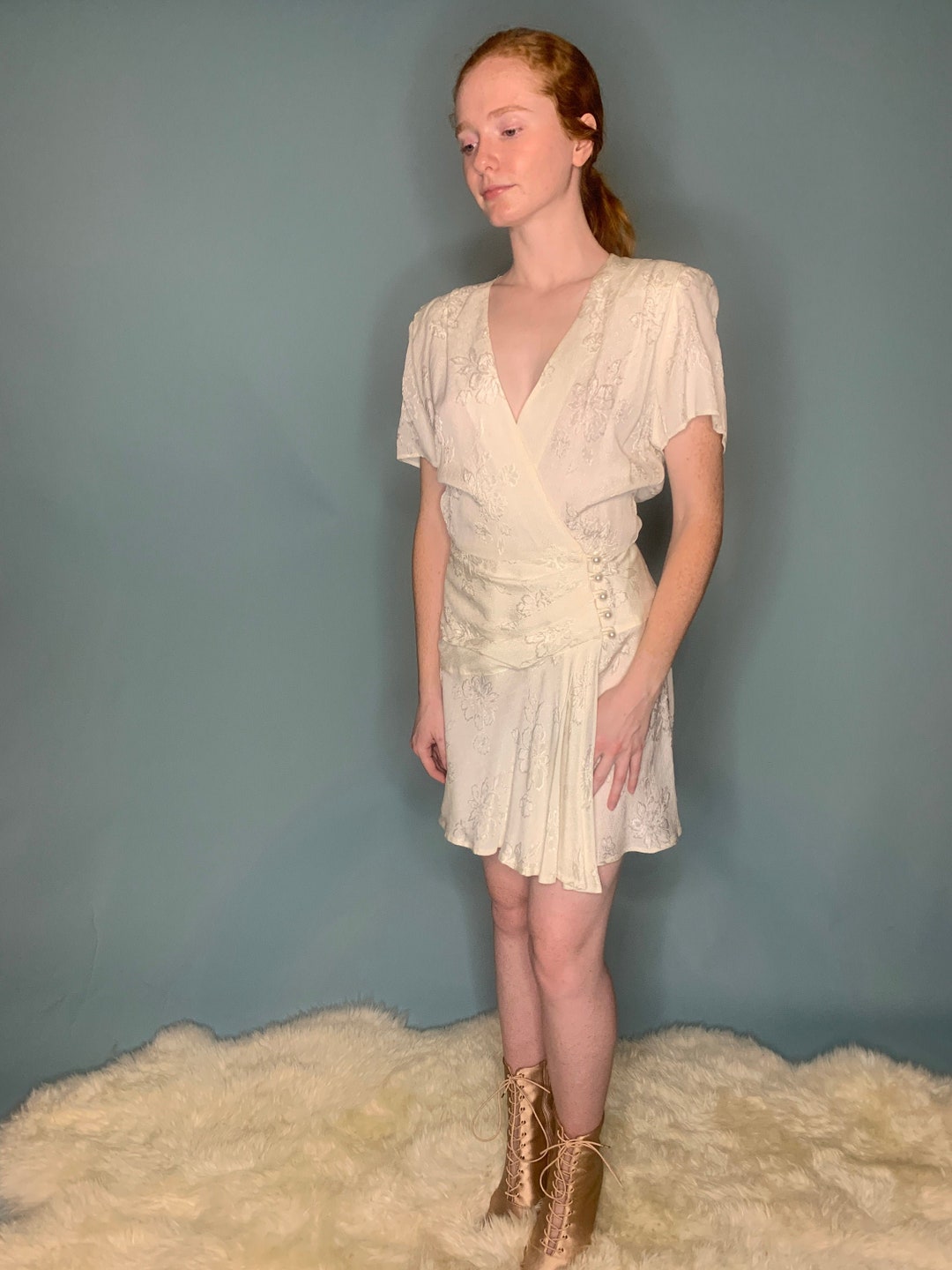 Stylish 90's Super Model Style FABULOUSLY CHIC Ivory Wrap Mini Dress - Etsy