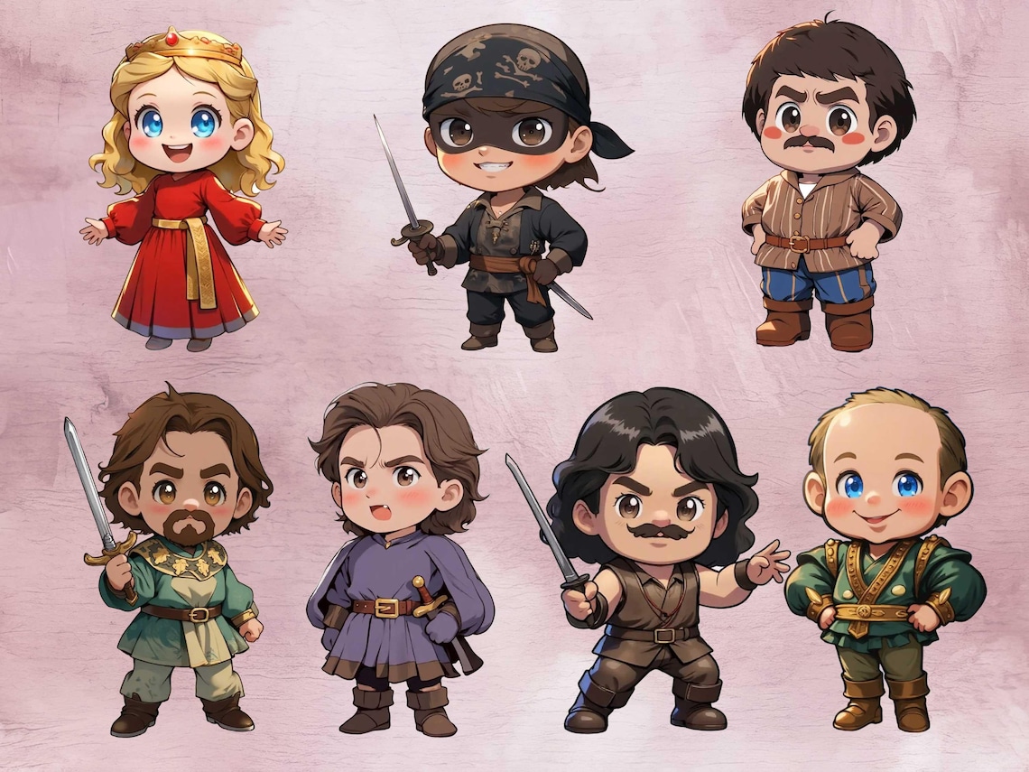 Princess Bride Chibi Clipart PNG, Westley, Buttercup, Inigo, Fezzik ...