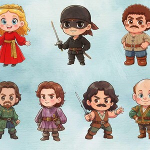 Princess Bride Chibi Clipart PNG, Westley, Buttercup, Inigo, Fezzik ...
