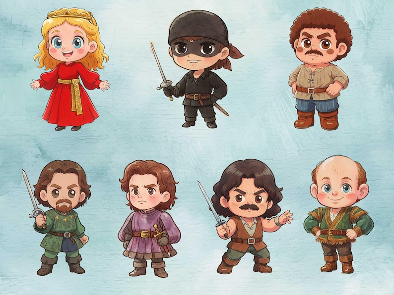 Princess Bride Chibi Clipart PNG, Westley, Buttercup, Inigo, Fezzik ...