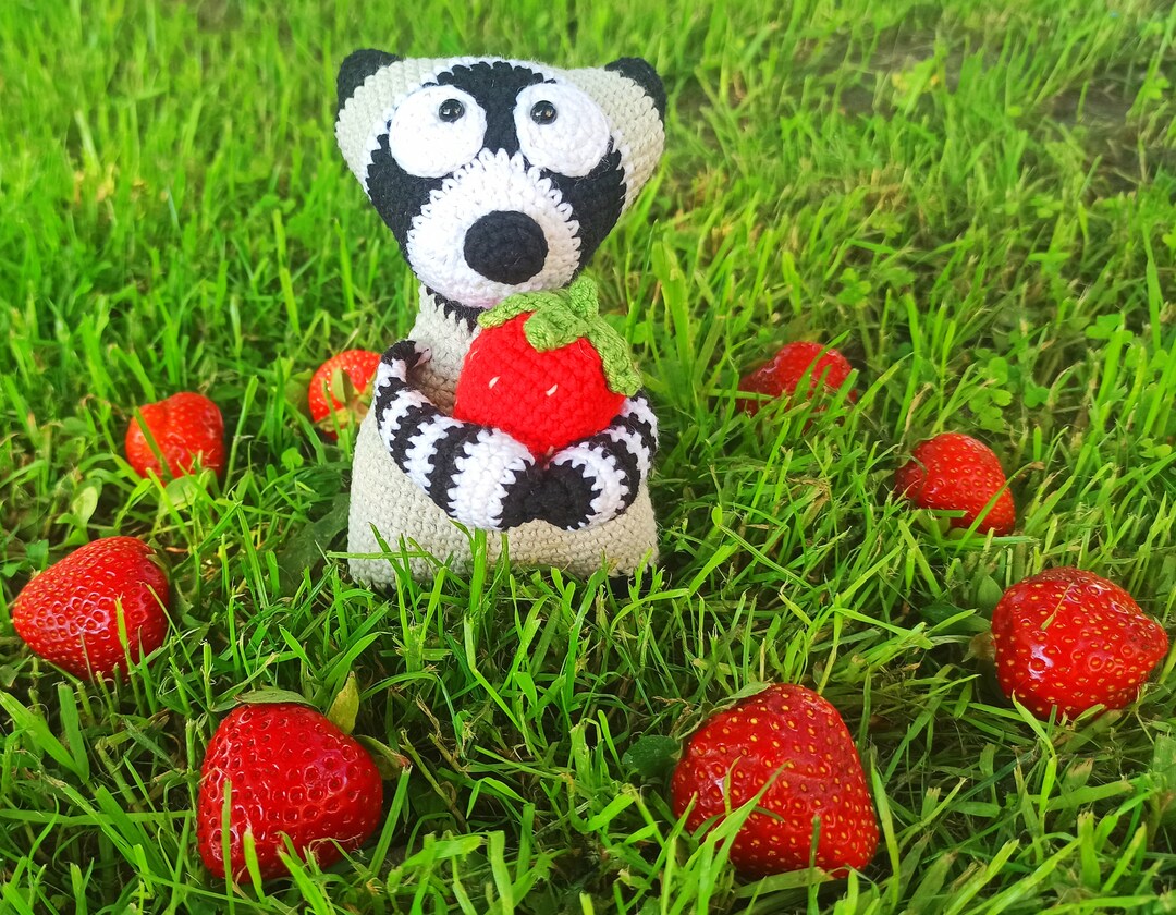Raccoon Plush, Ukraine Toys, Raccoon With Strawberries, Crochet ...