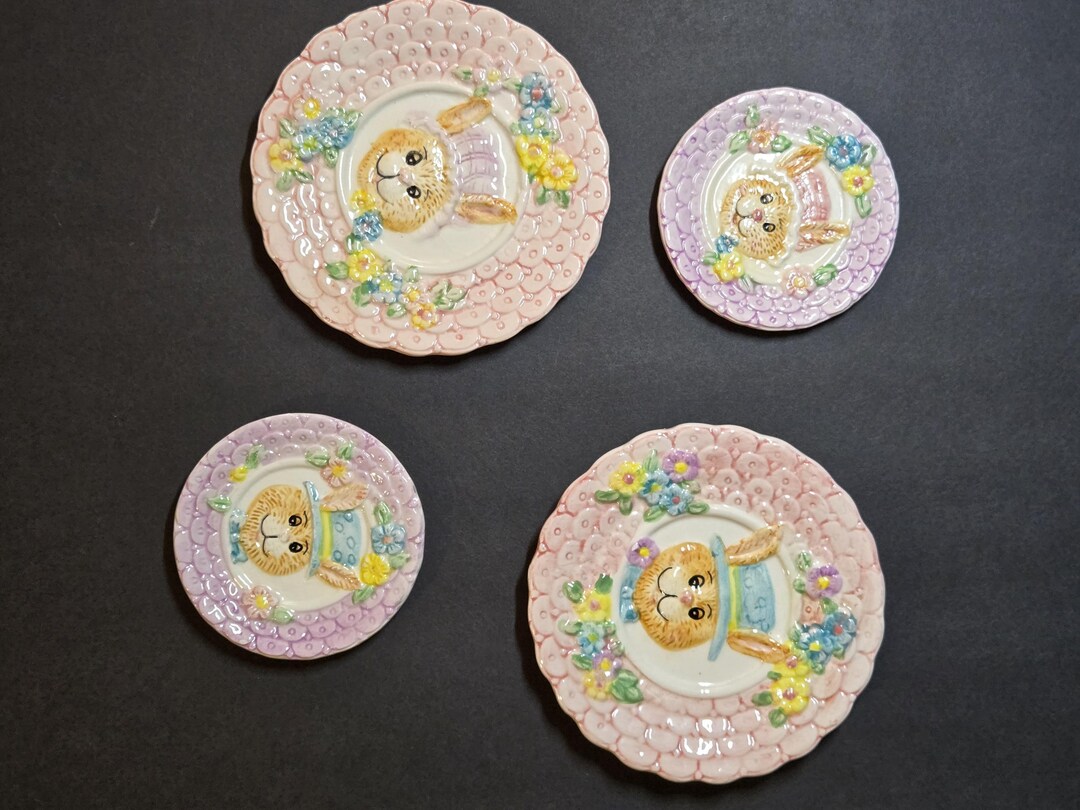 Mercuries USA 1994 Easter Bunny Tea Set Plates - Etsy