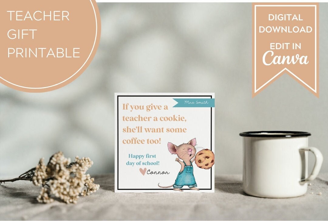 Teacher Gift Tag, Starbucks Gift Tag, First Day of School Editable ...