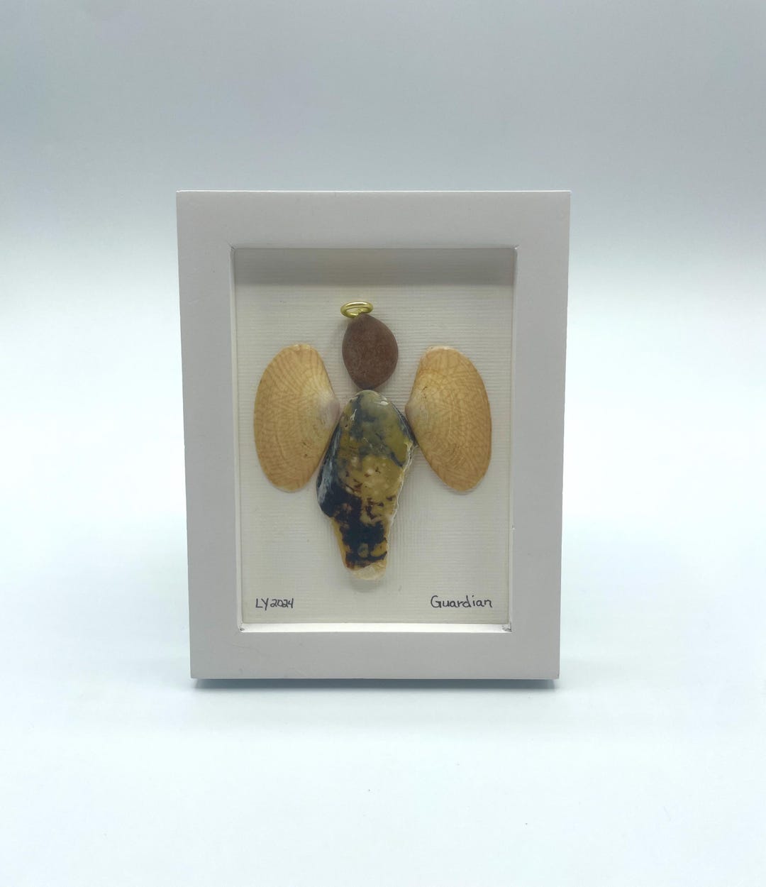 Guardian Angel, Pebble Art, Seashell Art, Framed Seashell Art, Mini Art ...