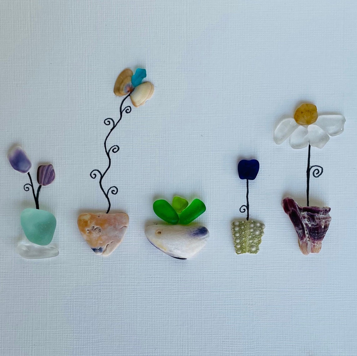 Beginnings Pebble Art Sea Glass Art Seashell Art Flowers Etsy