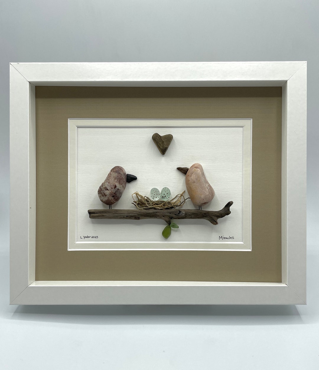 Miracles, Pebble Art, Sea Glass Art, Driftwood Art, Twin Art, New Baby, Nursery Art, Family ...