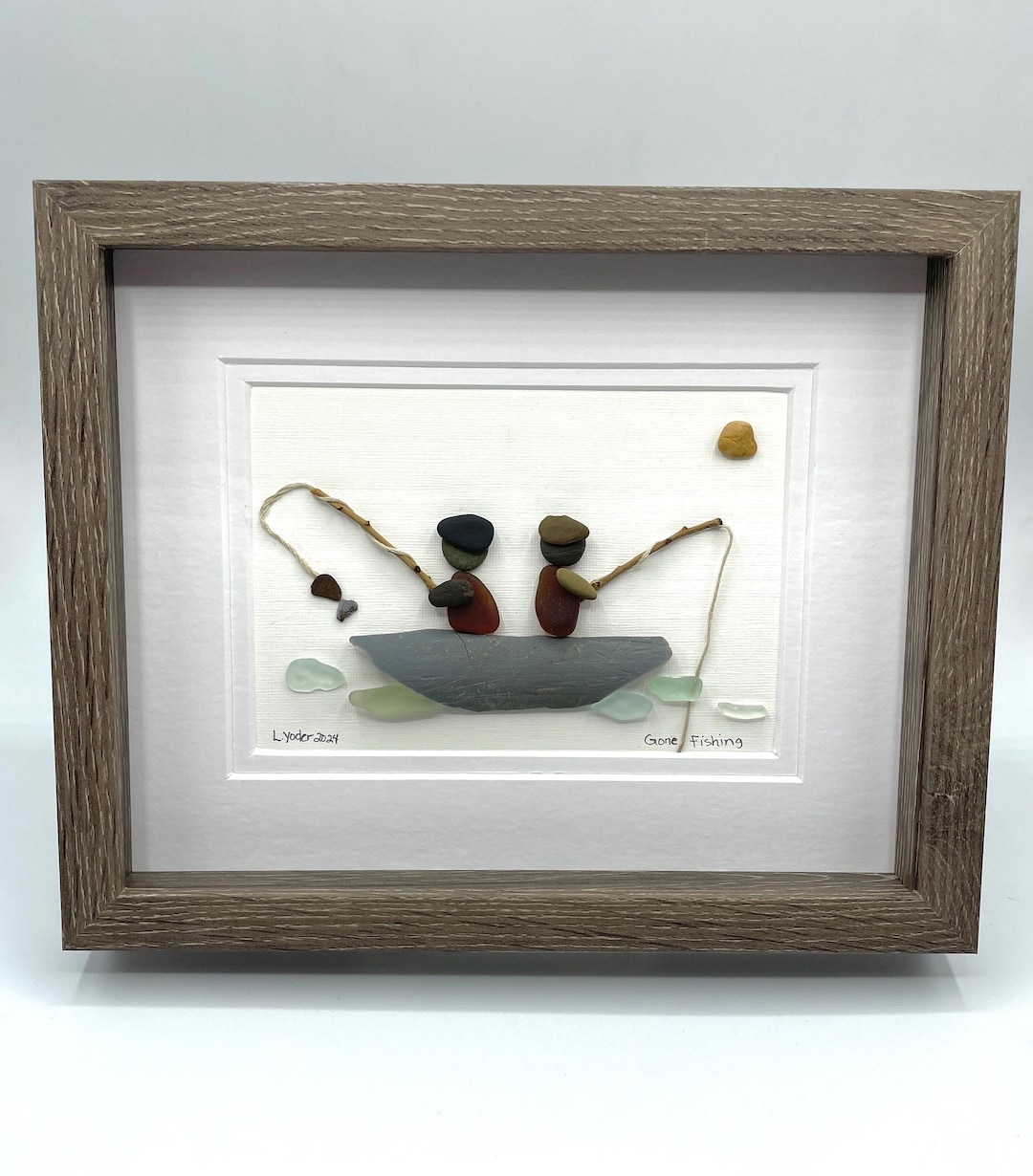 Gone Fishing, Pebble Art, Sea Glass Art, Seashell Art, Fishing Art ...