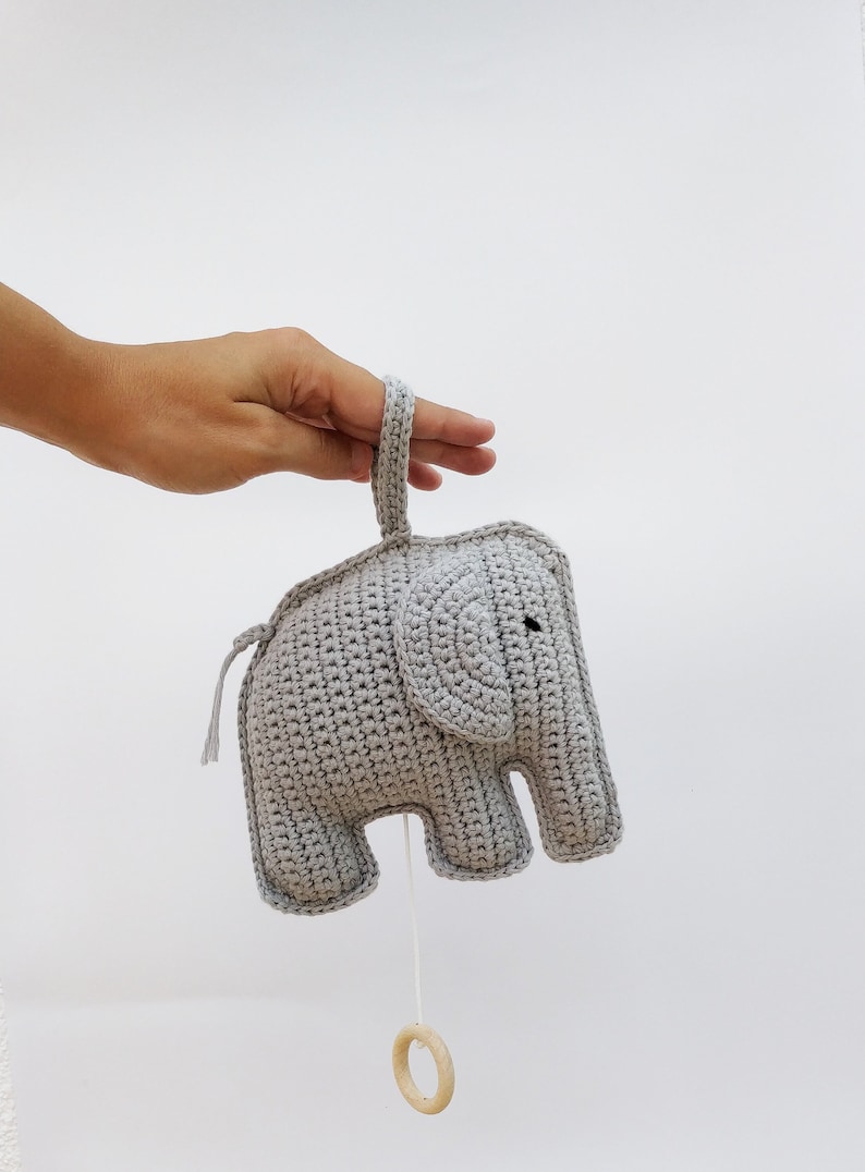 Crochet Elephant Musical Box Music Mobile Handmade - Etsy