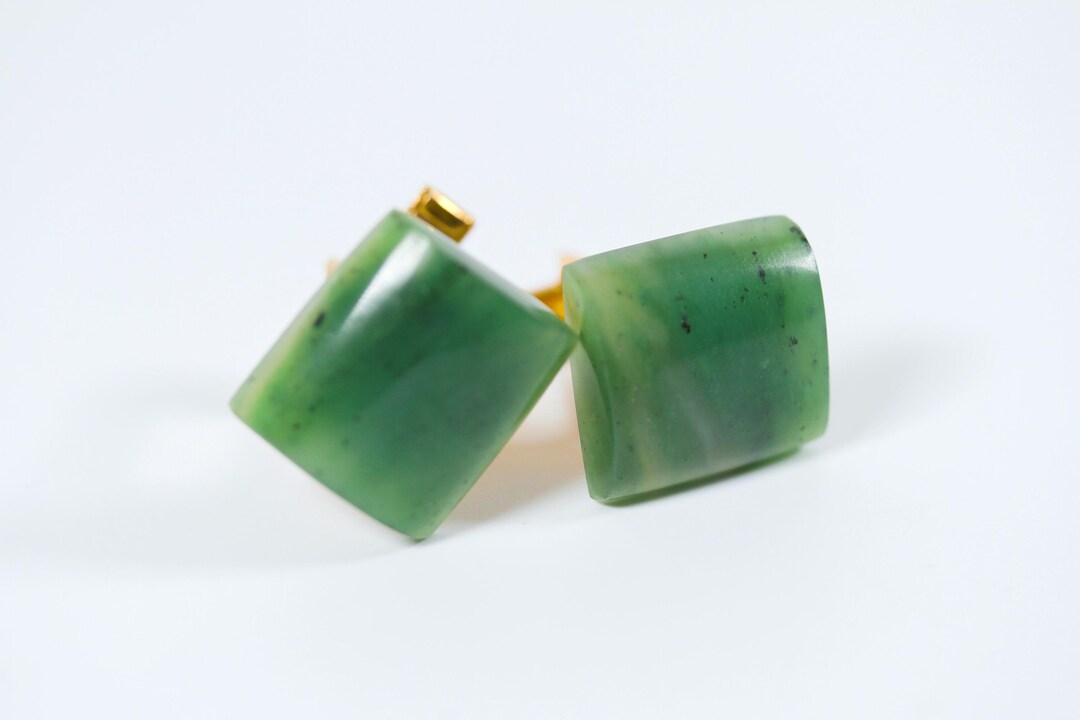 Vintage Genuine Canadian Nephrite Jade/bc Jade Brass Cufflinks - Etsy