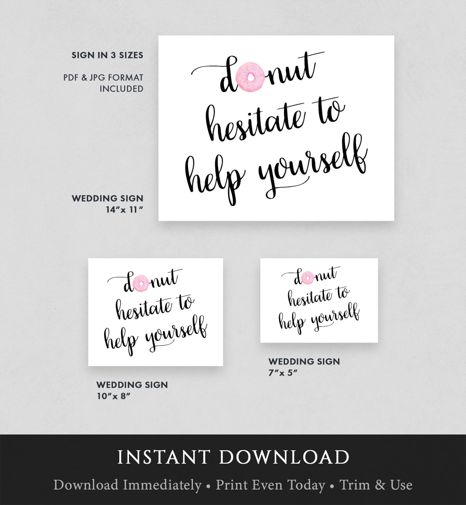 Donut Party Printable Donut Sign Donut Bar Sign Baby | Etsy