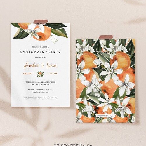 Citrus Wedding Invitation Set Fruit Invite Instant Download - Etsy