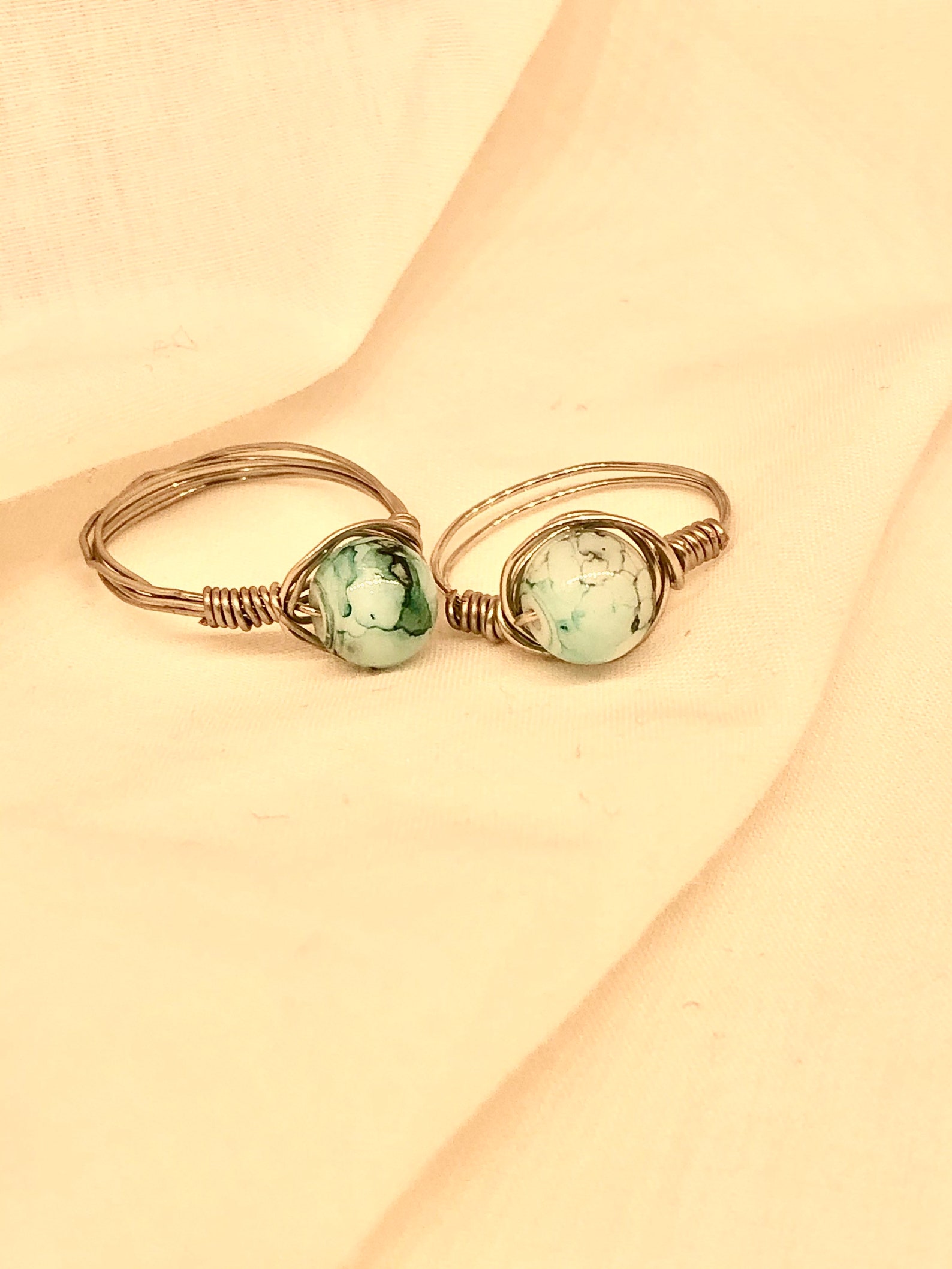 Handmade Wire Fidget Ring With Blue Marble Bead - Etsy