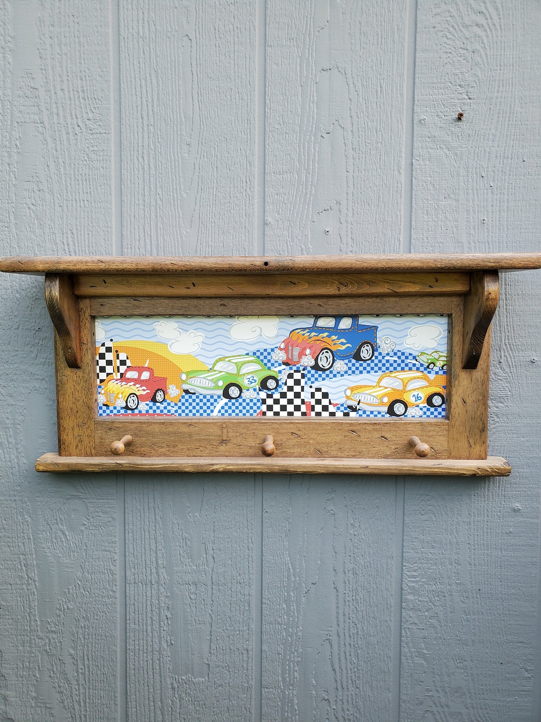 Kids Wall Shelf Race Cars Hat and Coat Shelf - Etsy