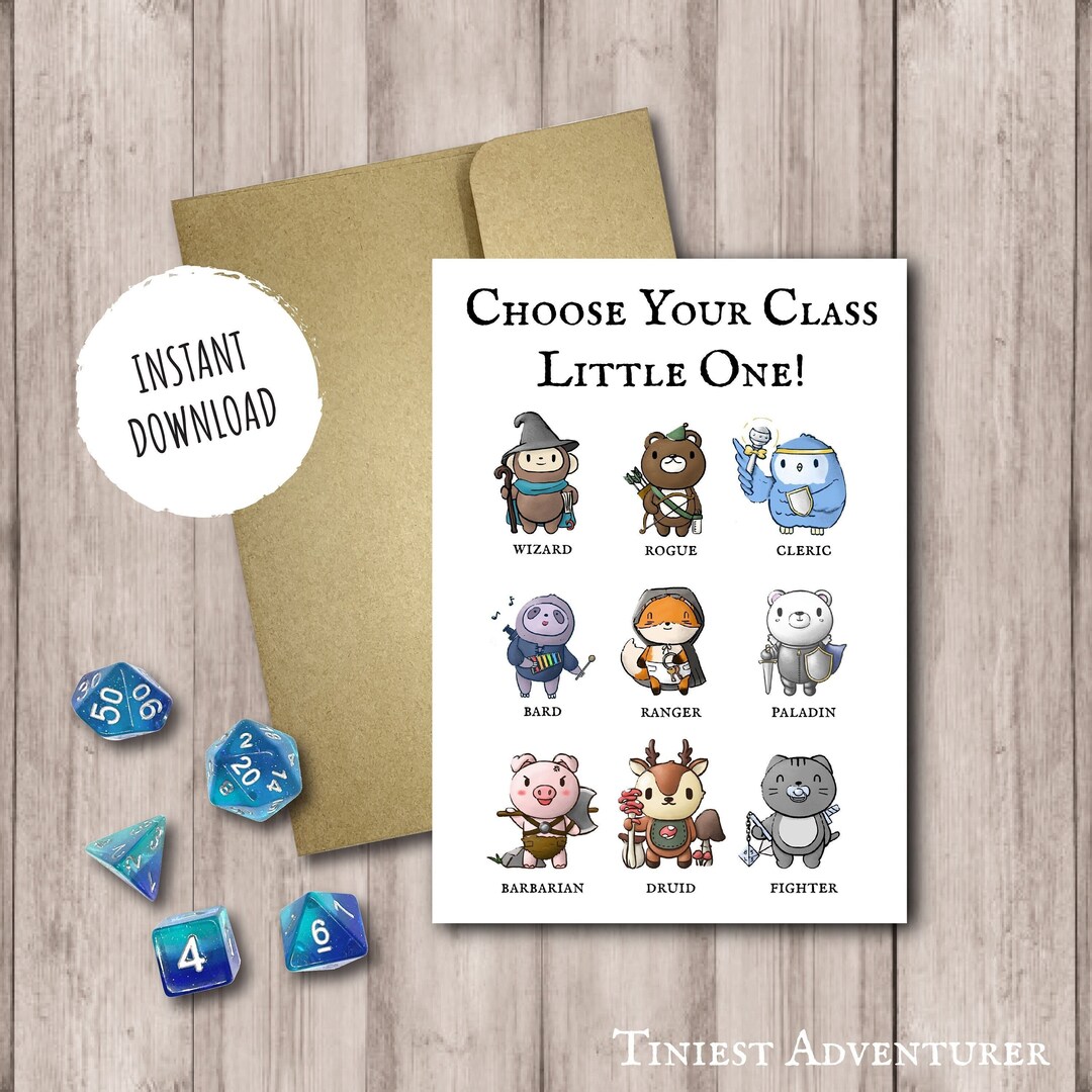 Dnd Baby Congratulations Printable Cards | Choose Your Class Little One ...