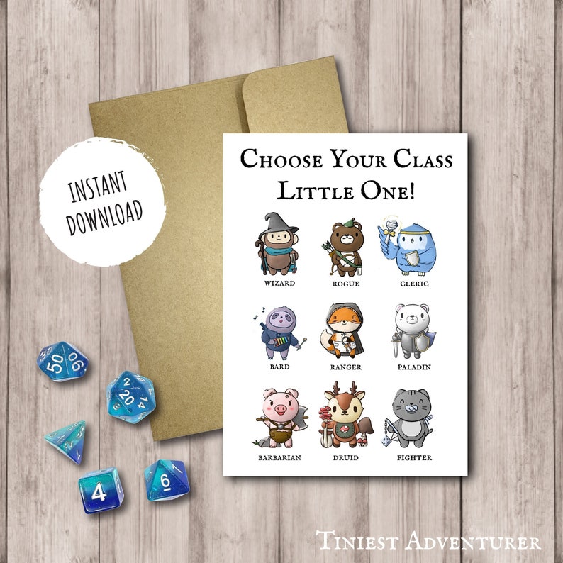 Dnd Baby Congratulations Printable Cards | Choose Your Class Little One ...