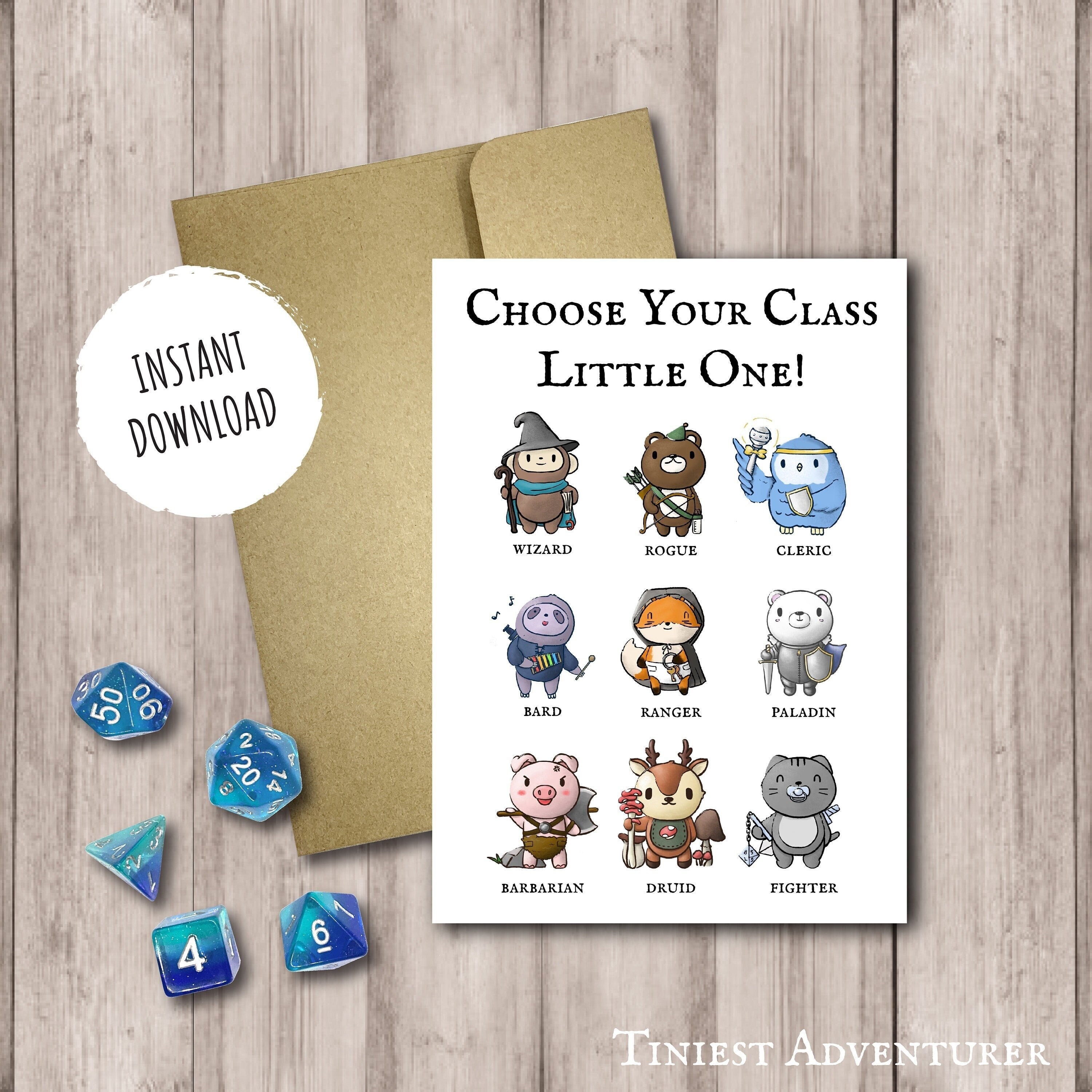 Dnd Baby Congratulations Printable Cards | Choose Your Class Little One ...