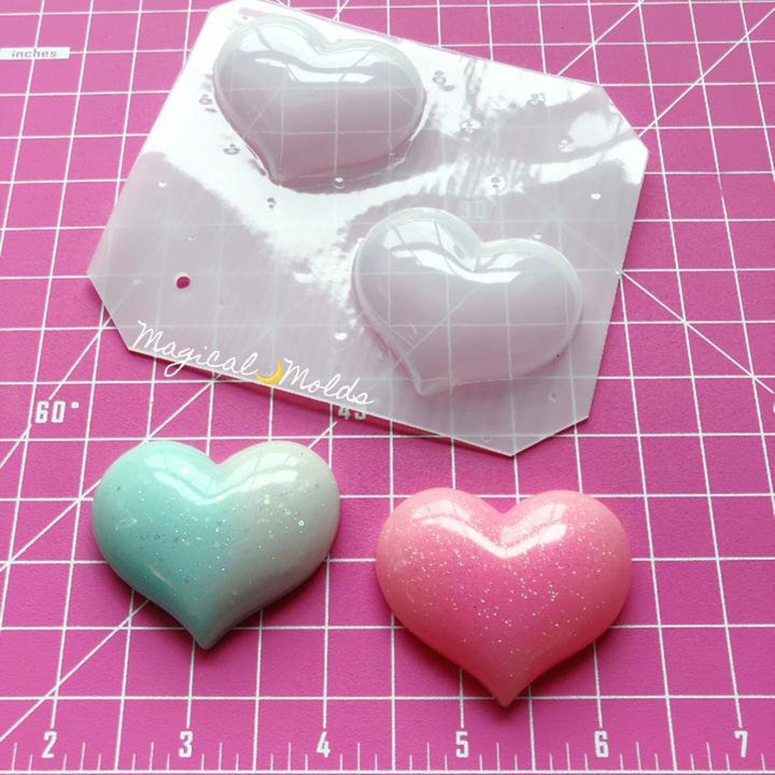 Super Puffy Hearts Flexible Plastic Resin Chocolate Mold Set - Etsy