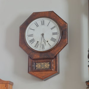 Antique Ansonia 8 Day Wall Clock Octagonal Hourly Chimes 1800-1900s W ...