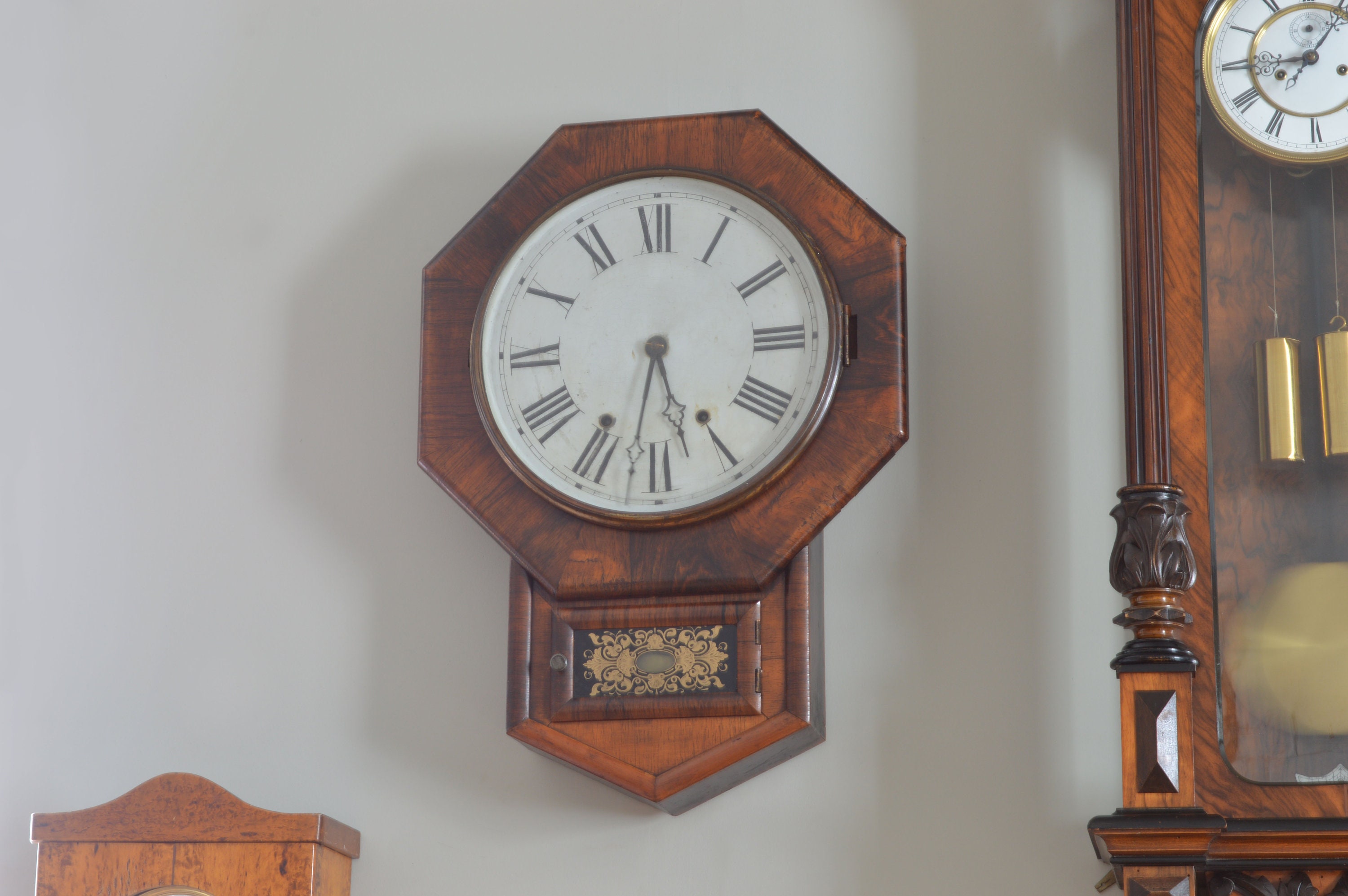 Antique Ansonia 8 Day Wall Clock Octagonal Hourly Chimes 1800-1900s W ...