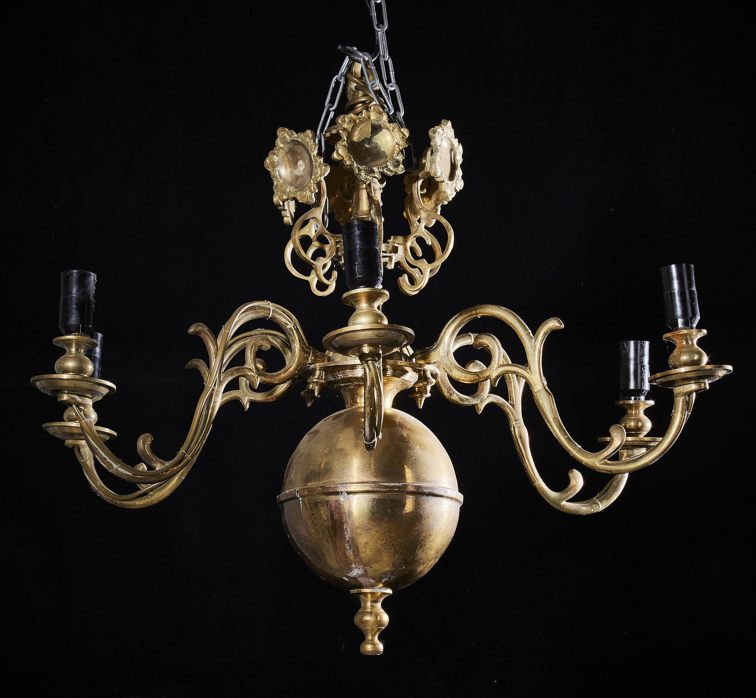 6 Arms Ceiling Light Antique Candelabra Cast Brass Solid Chandelier ...