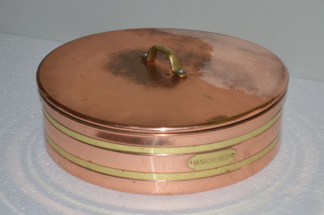 Copper Bread Box, Vintage Copper Metal, Made in Sweden Round Box ...