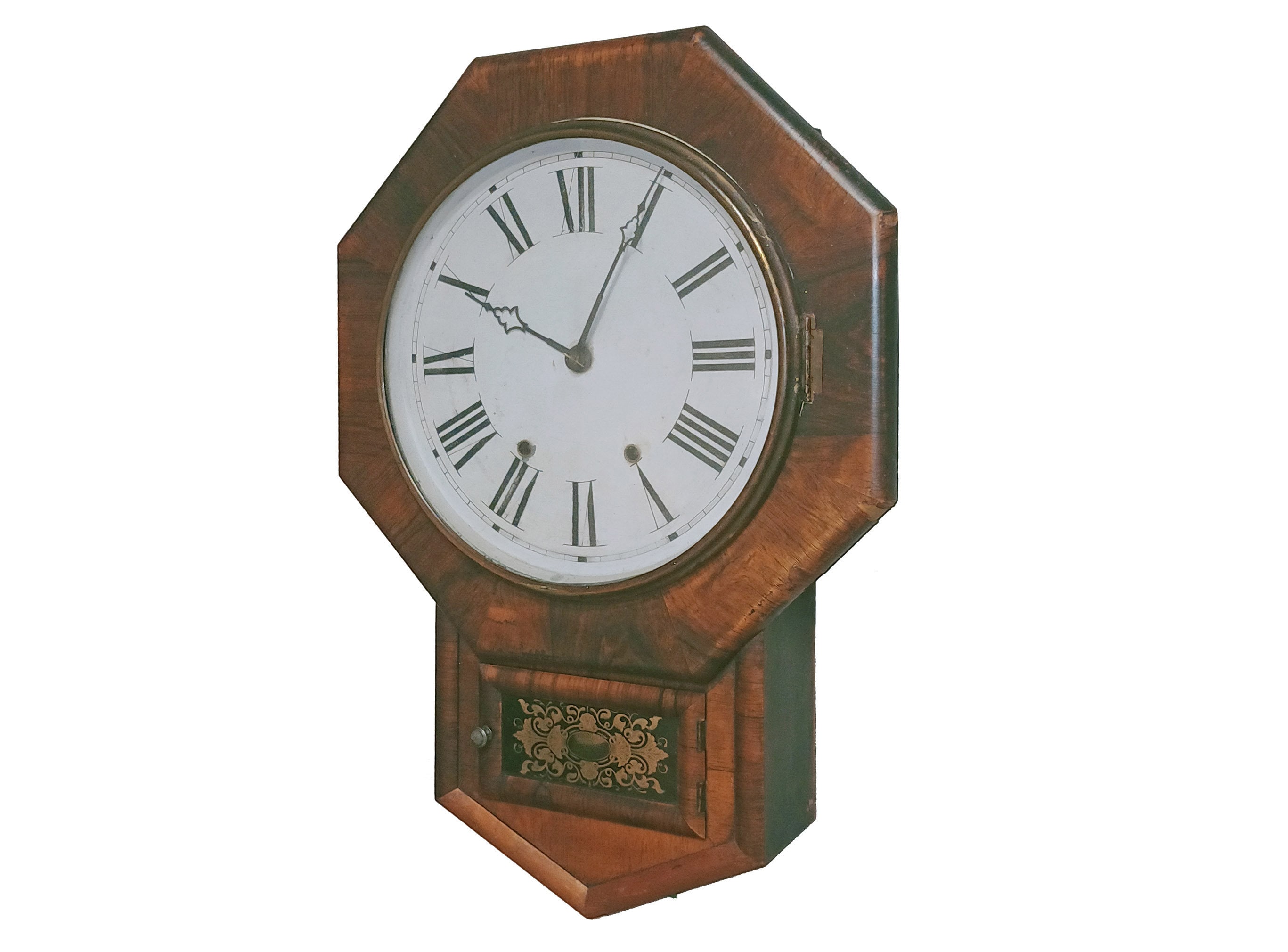Antique Ansonia 8 Day Wall Clock Octagonal Hourly Chimes 1800-1900s W ...