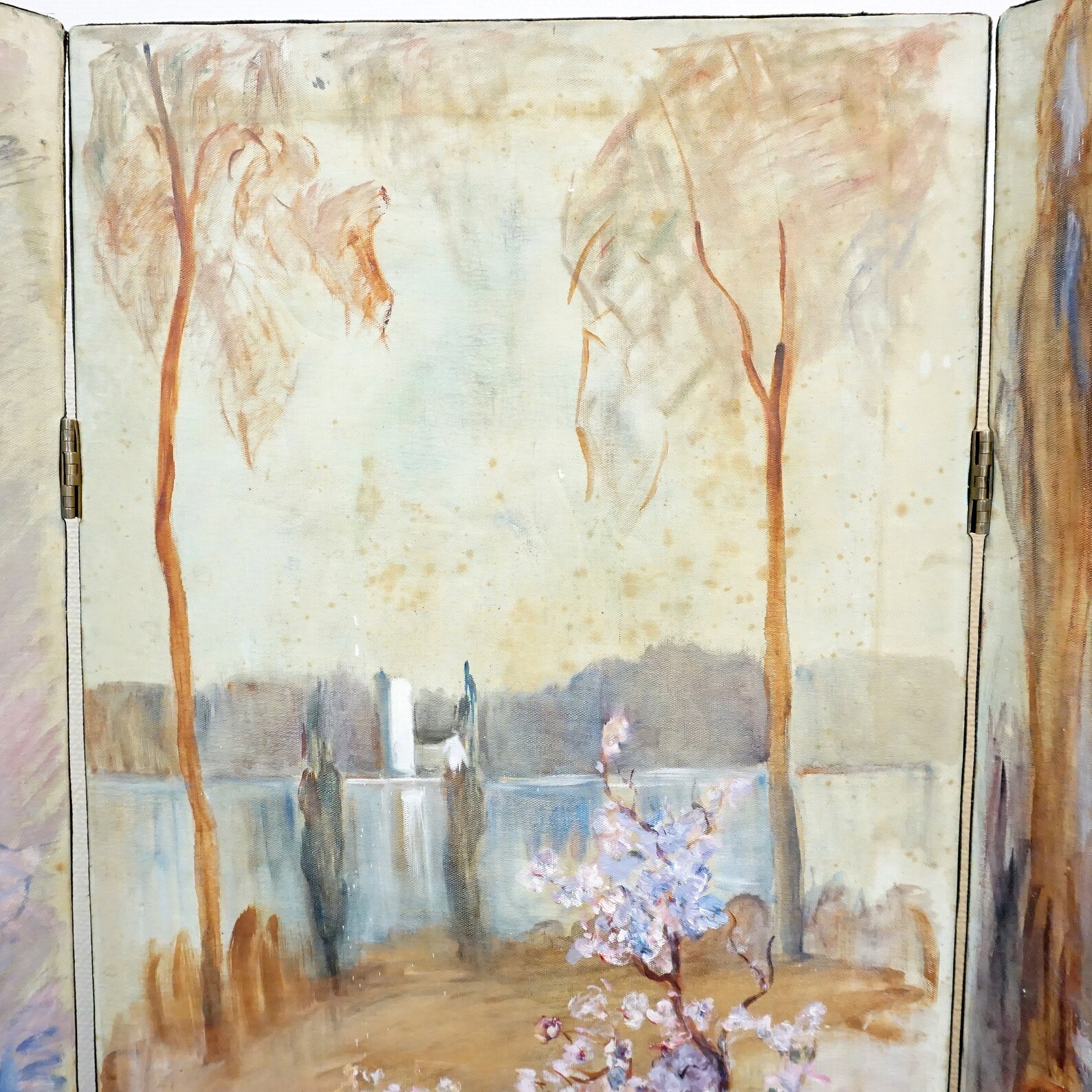 Antique 4' Tall Screen, 3 Panels Room Divider Furniture | Winter Summer ...