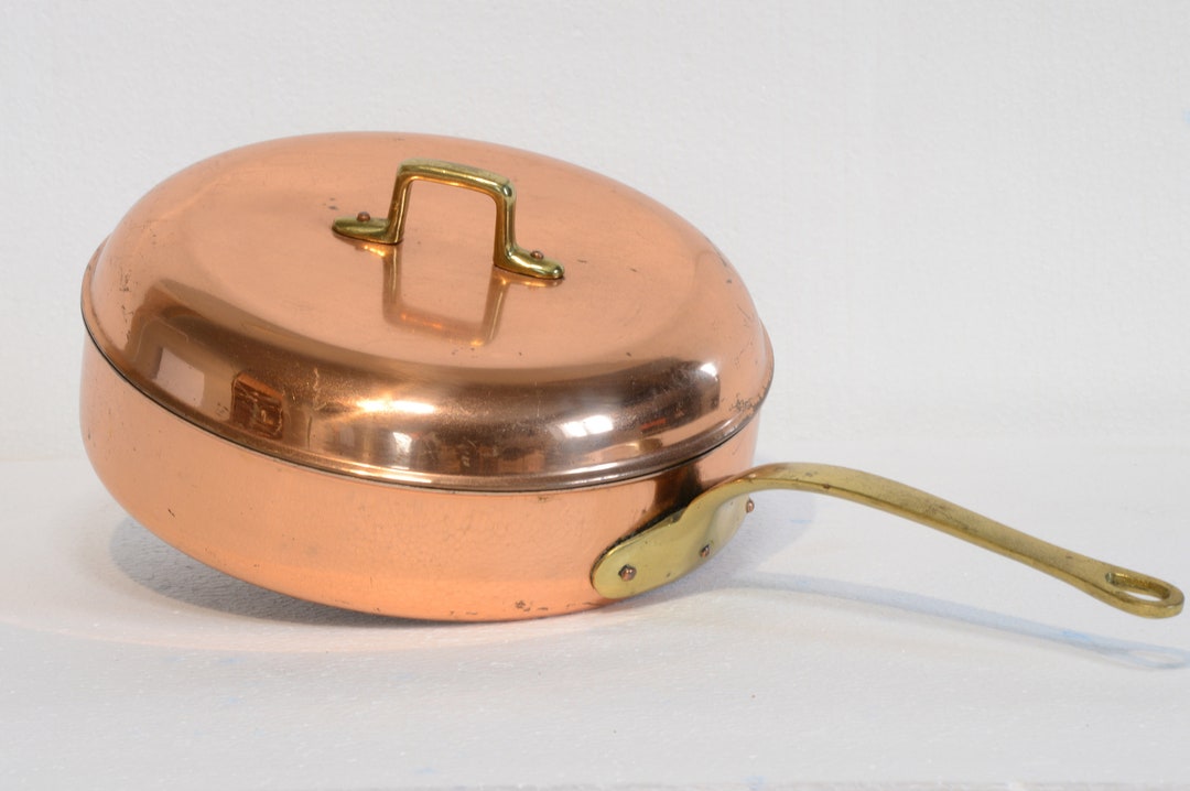 11 Inches Heavy Pan Vintage Brass Handle Copper Pan Copper Shief ...
