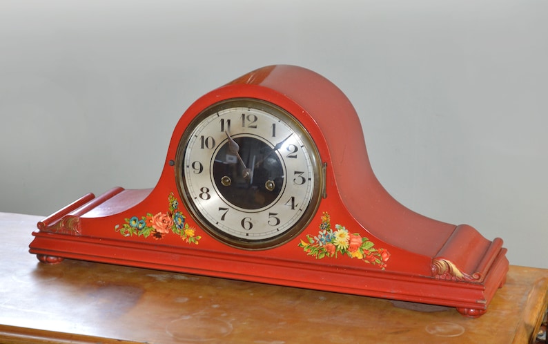 Large Gustav Becker Vintage Mechanical Mantle Clock Chiming Two Gongs ...