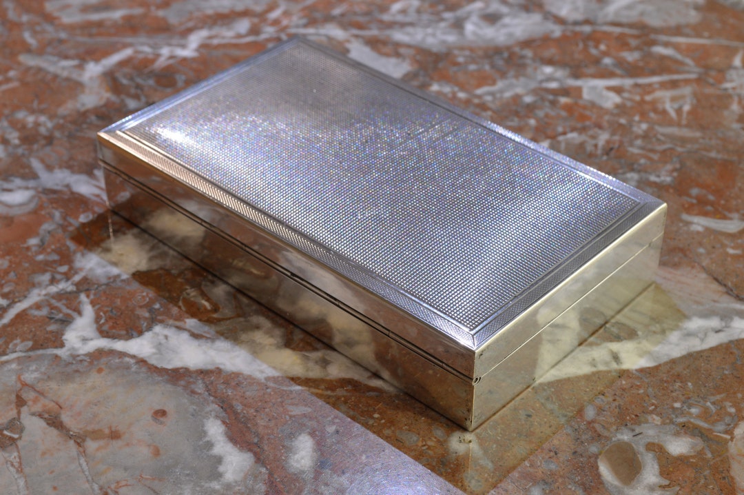 Vintage Silver Box | 12 Oz. 835 Silver With Mahogany Wood Interior ...