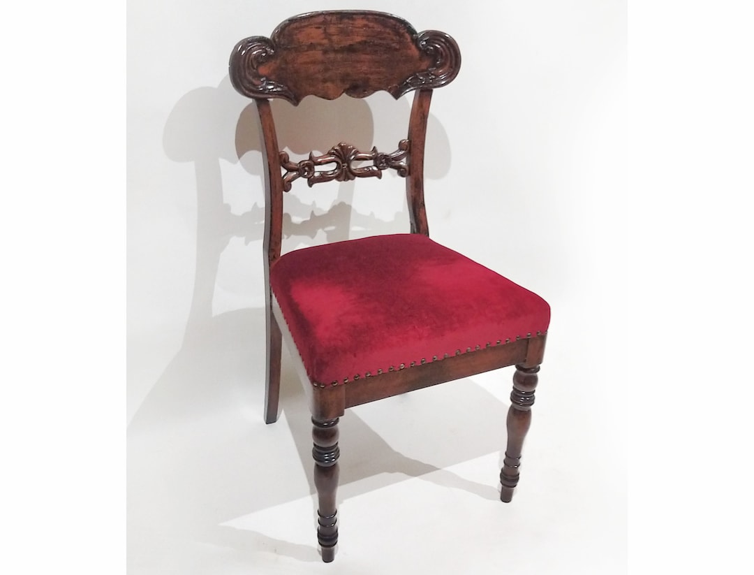 Antique Regency Chair 1800s | Chaise De Style | Red Velvet - Etsy