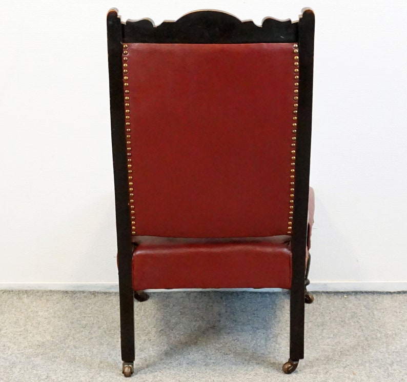 Antique Red Leather Armchair With Chair | Neo Renaissance 1800-1900s ...