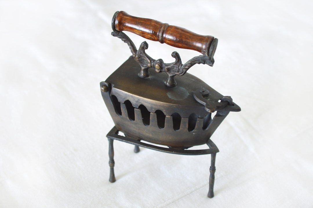 Small Tiny Sad Iron With Stand Vintage Brass Iron 4.13 Inches Long ...
